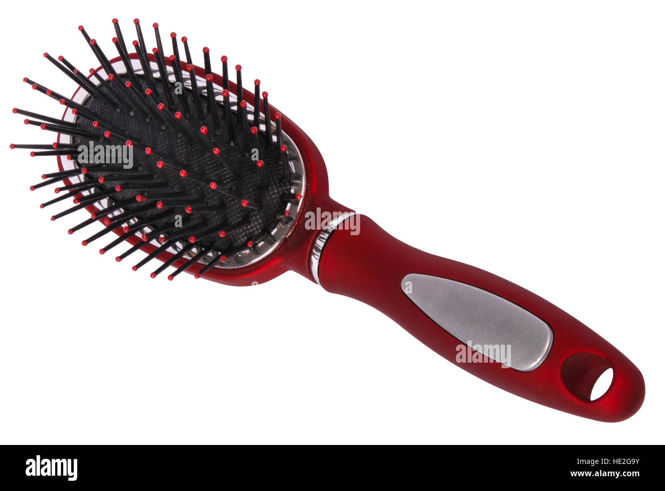 Red hair brush massage. Isolated on white. Clipping path included Stock ...