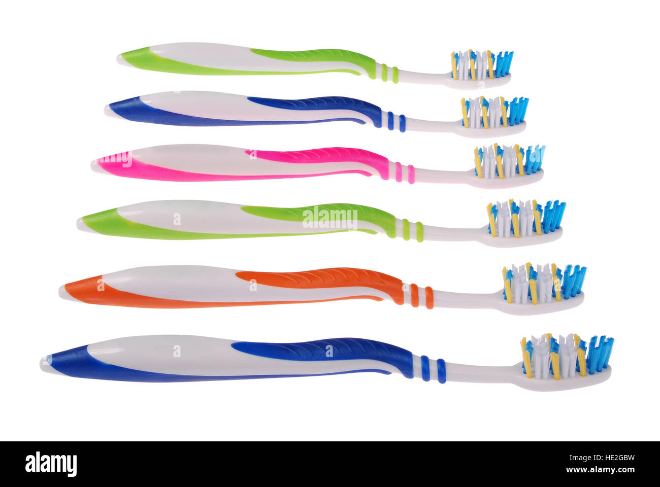 Colored toothbrushes. Isolated on white background. Clipping path ...