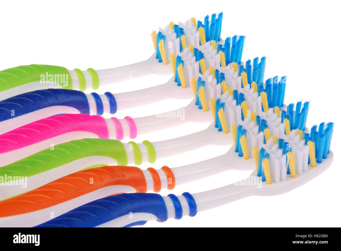Colored toothbrushes. Isolated on white background. Clipping path ...