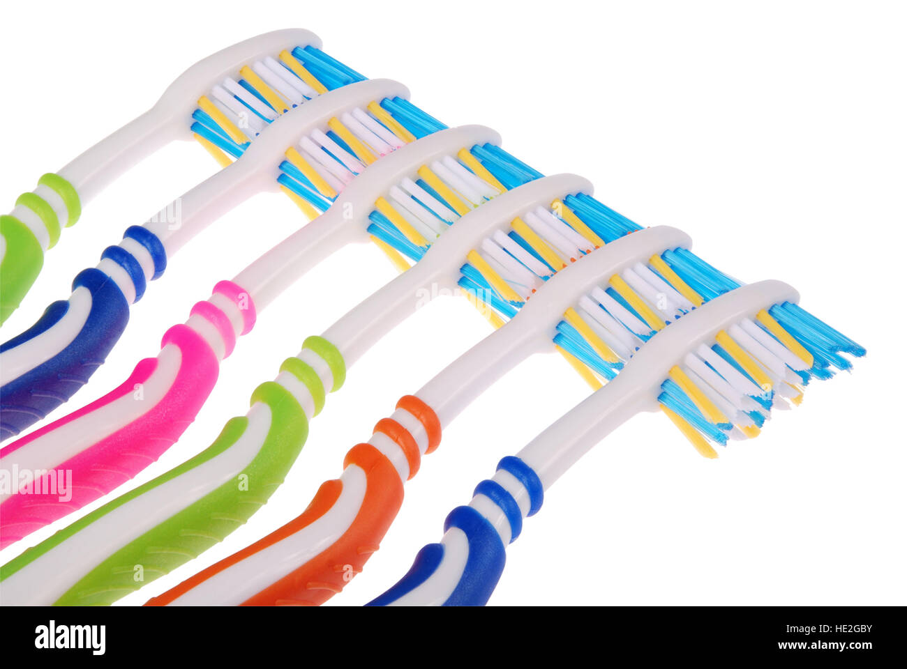 Colored toothbrushes. Isolated on white background. Clipping path ...