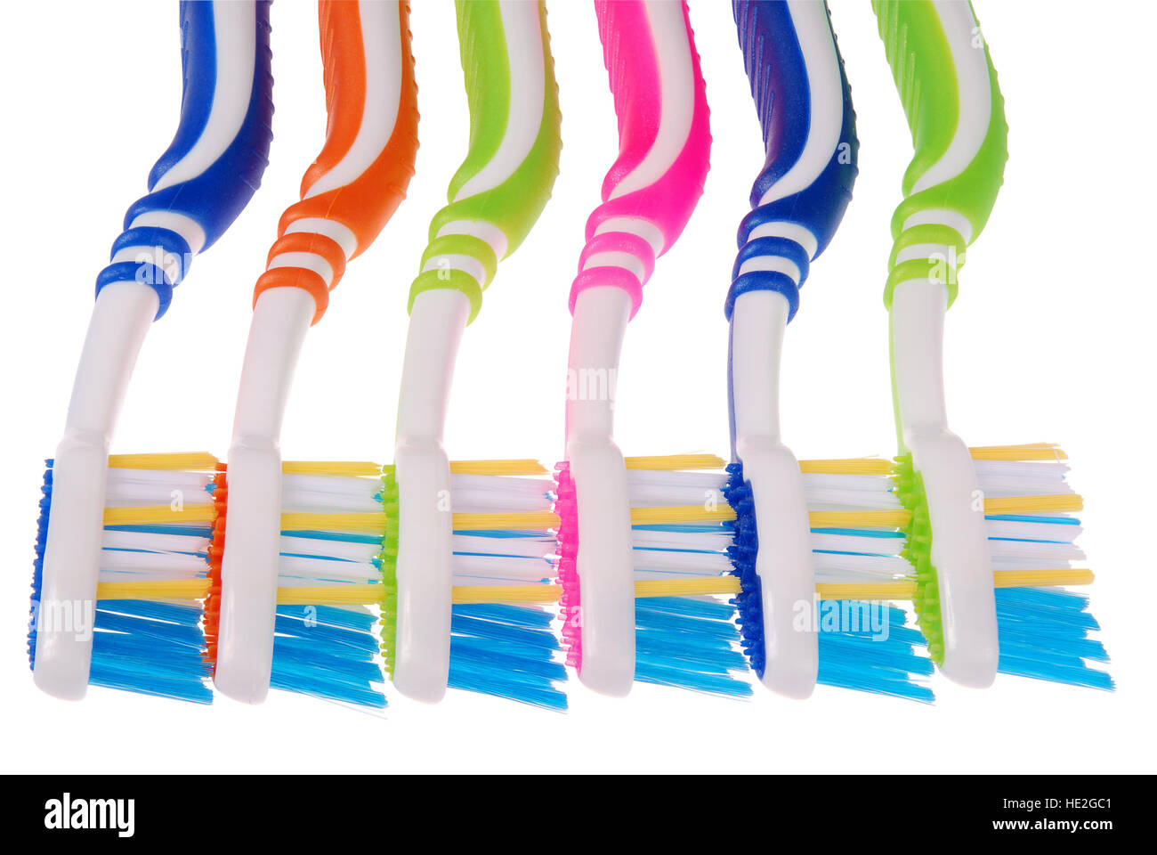 Colored toothbrushes. Isolated on white background. Clipping path ...