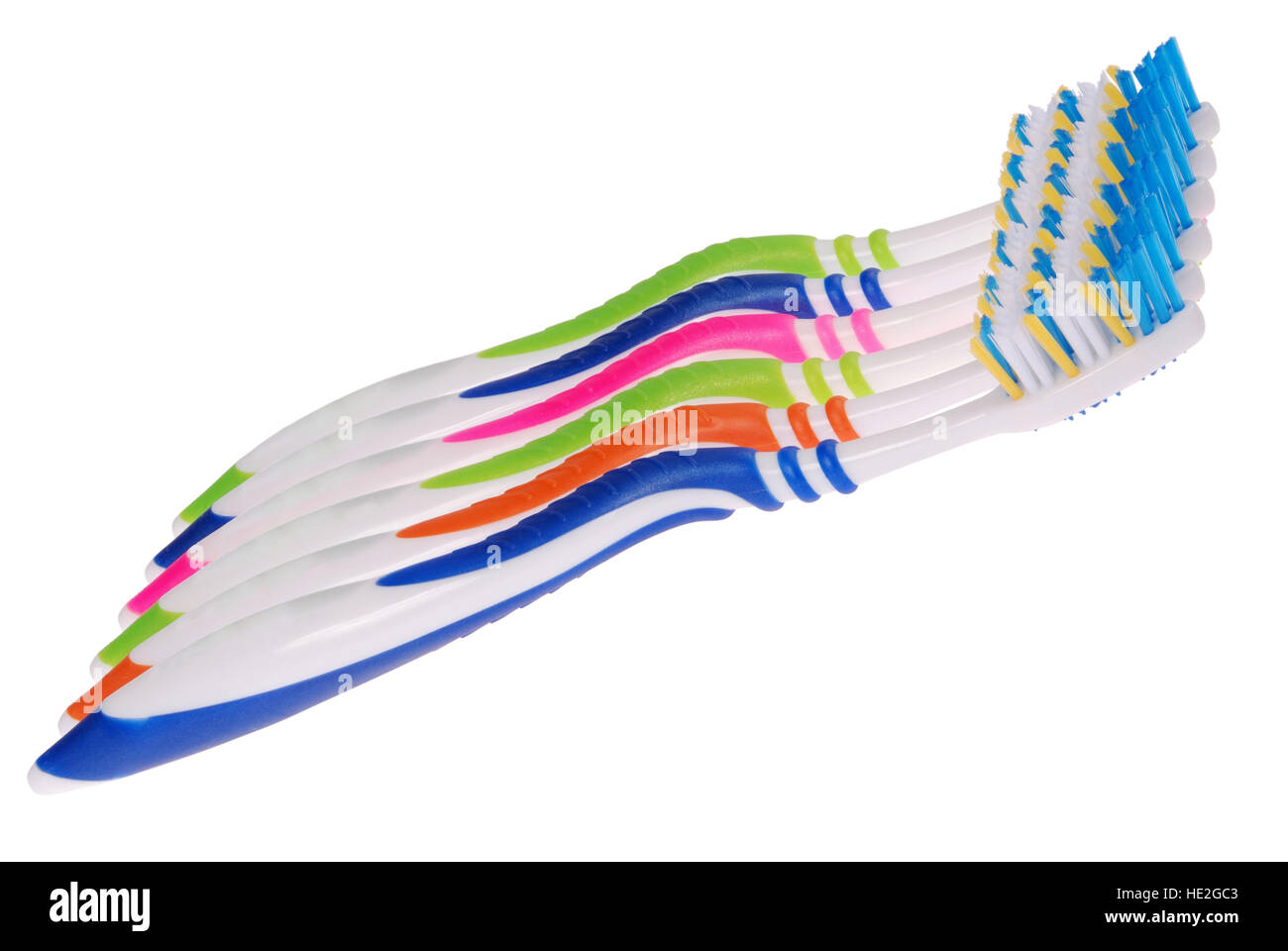 Colored toothbrushes. Isolated on white background. Clipping path ...