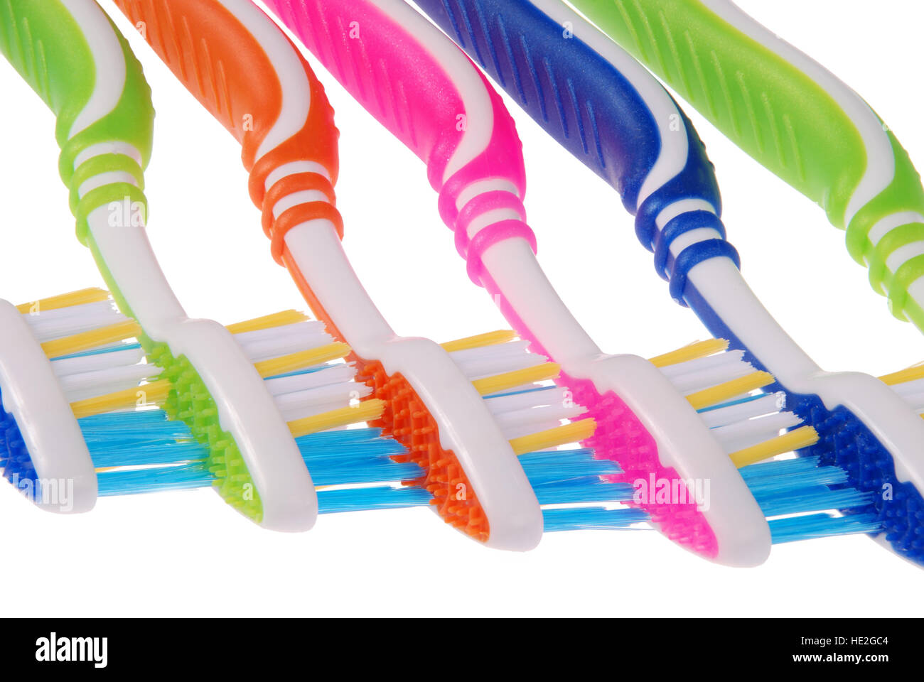 Colored toothbrushes. Isolated on white background. Clipping path ...