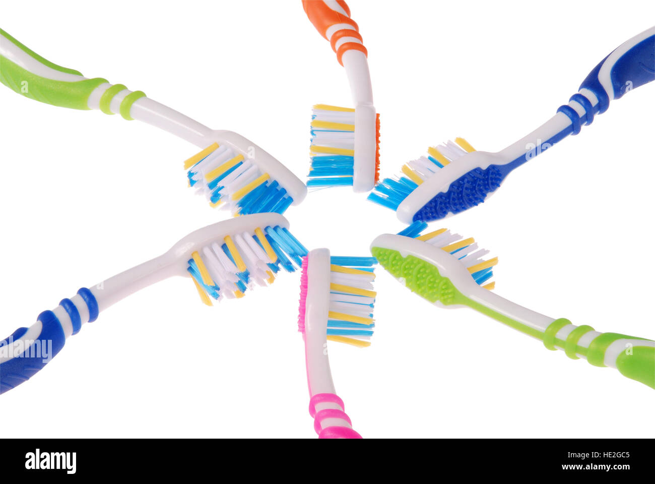 Colored toothbrushes. Isolated on white background. Clipping path ...
