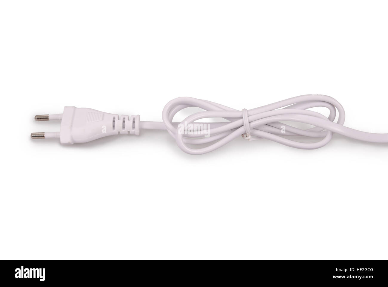 White electric power cable isolated on white. Clipping path included ...