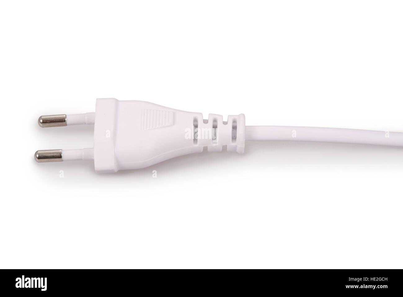 White electric power cable isolated on white. Clipping path included ...