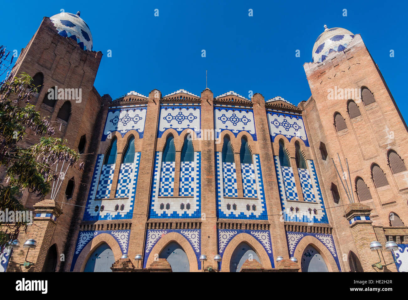 Tower of La Monumental bullring in Barcelona, Spain. The Plaza ...