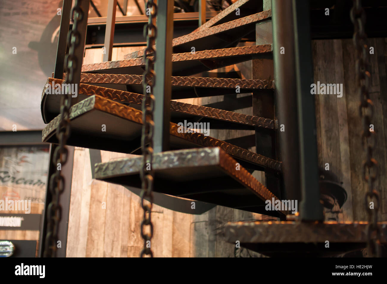 checkered plate steel Stair in a shop Stock Photo - Alamy