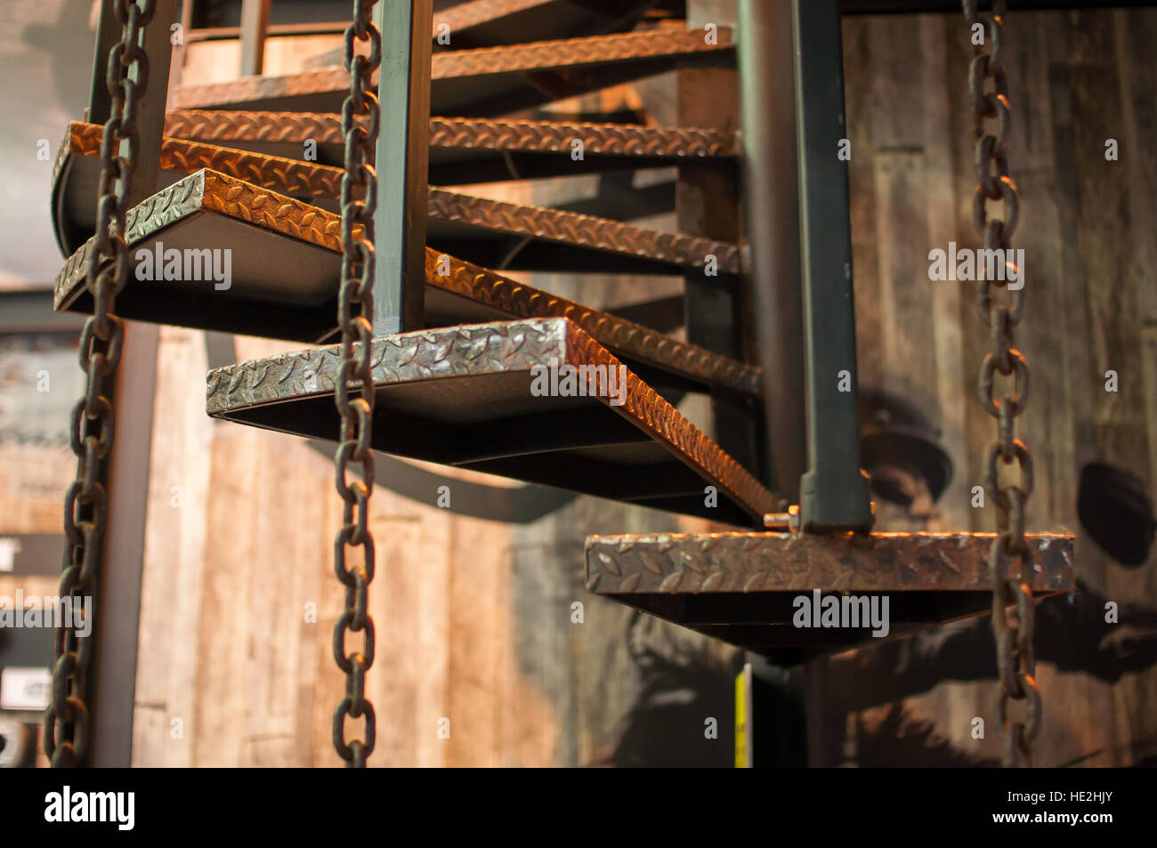 checkered plate steel Stair in a shop Stock Photo - Alamy