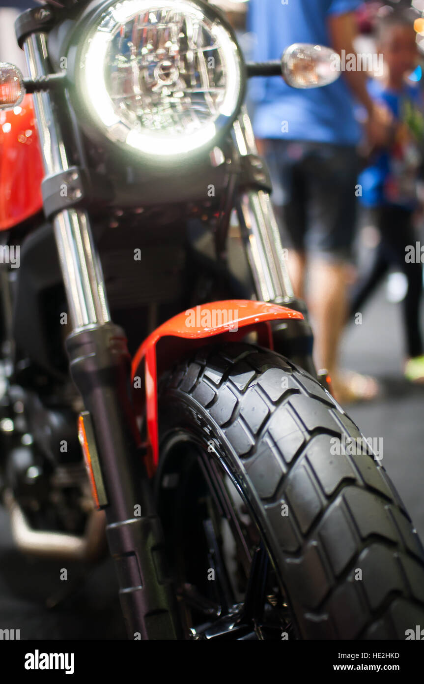 Headlights of motorcycles in a shop Stock Photo - Alamy