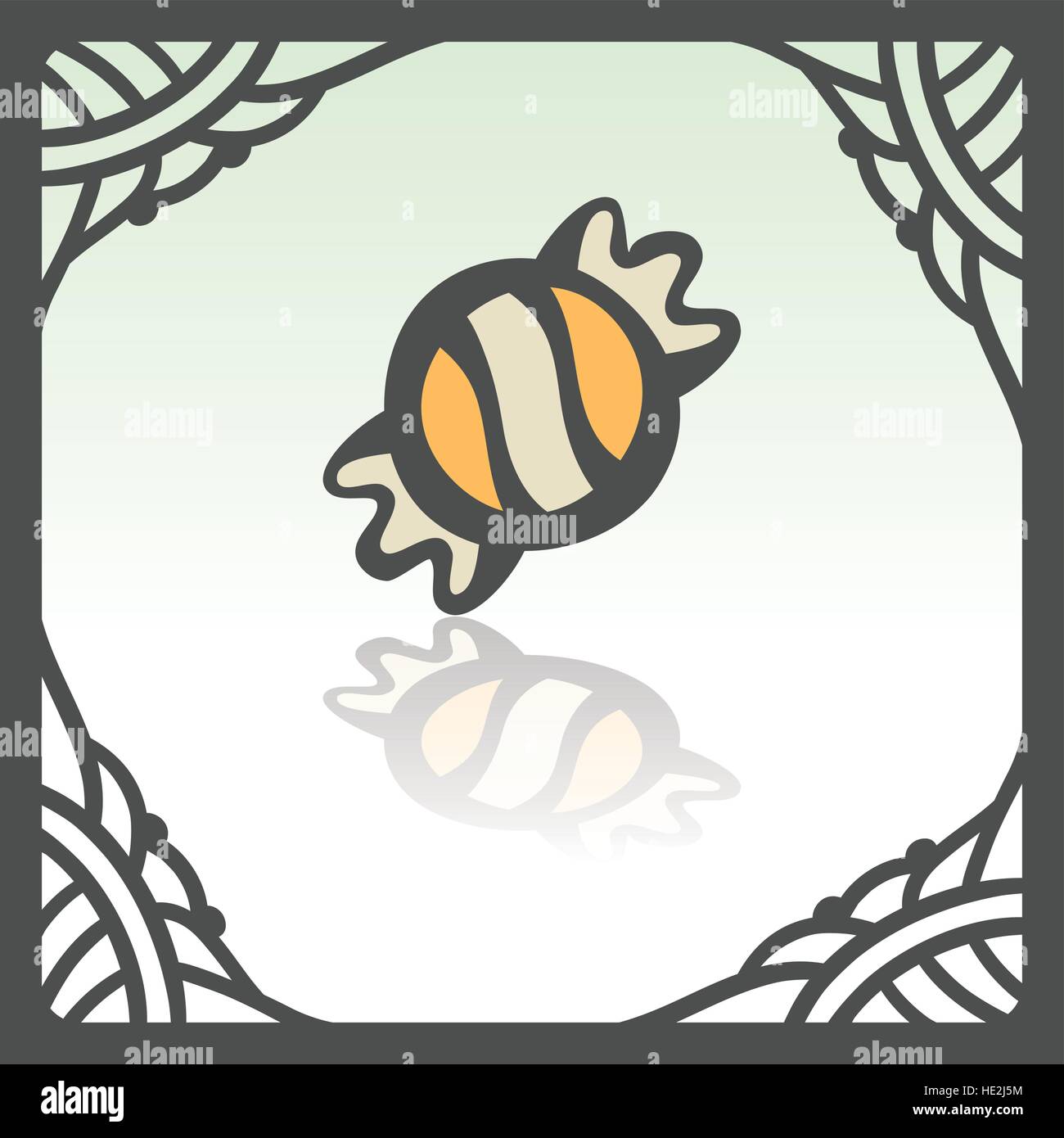 Vector outline sweet candy in wrapper food icon in hand drawn frame ...