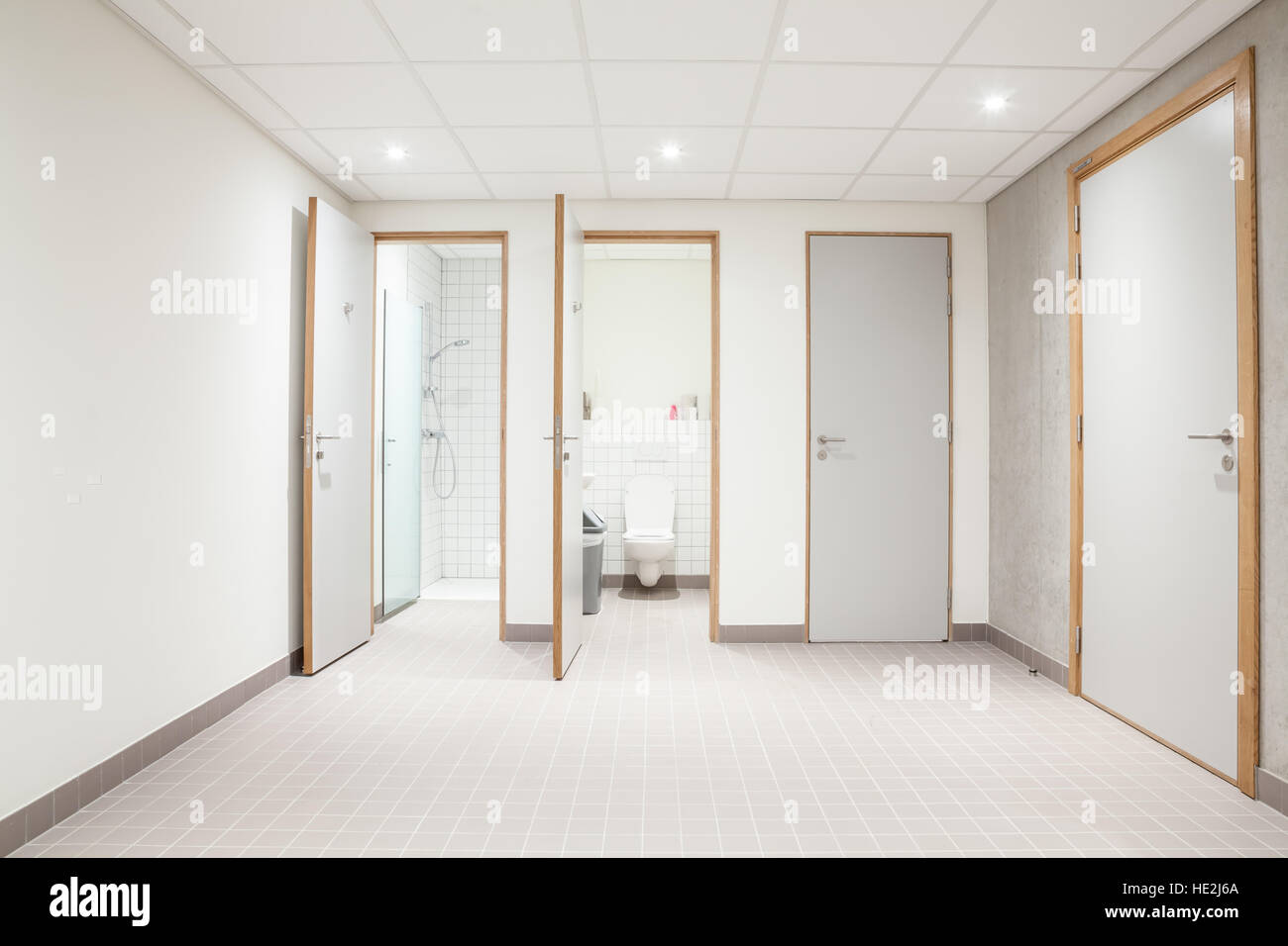 an public toilet and an shower in an public building Stock Photo - Alamy