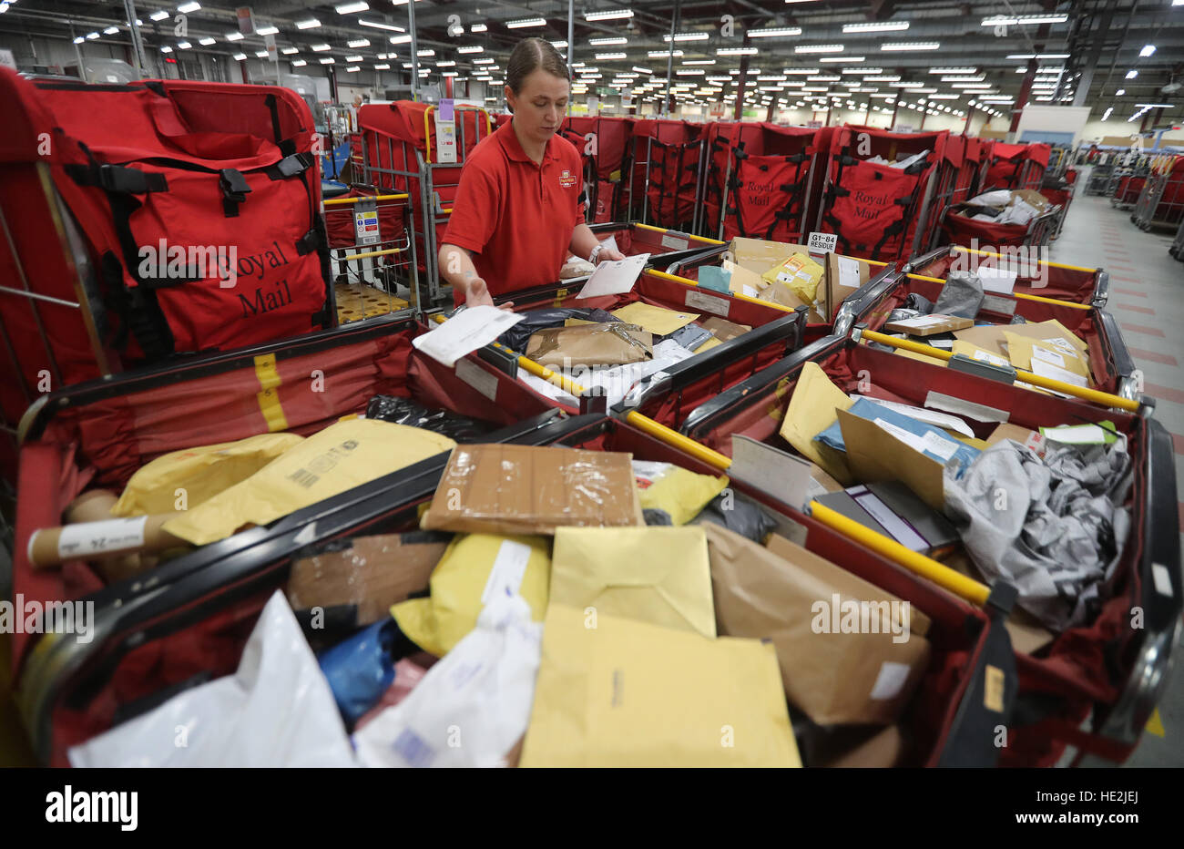 Royal Mail worker Lora McMillan sorts mail at the Royal Mail's Sorting ...