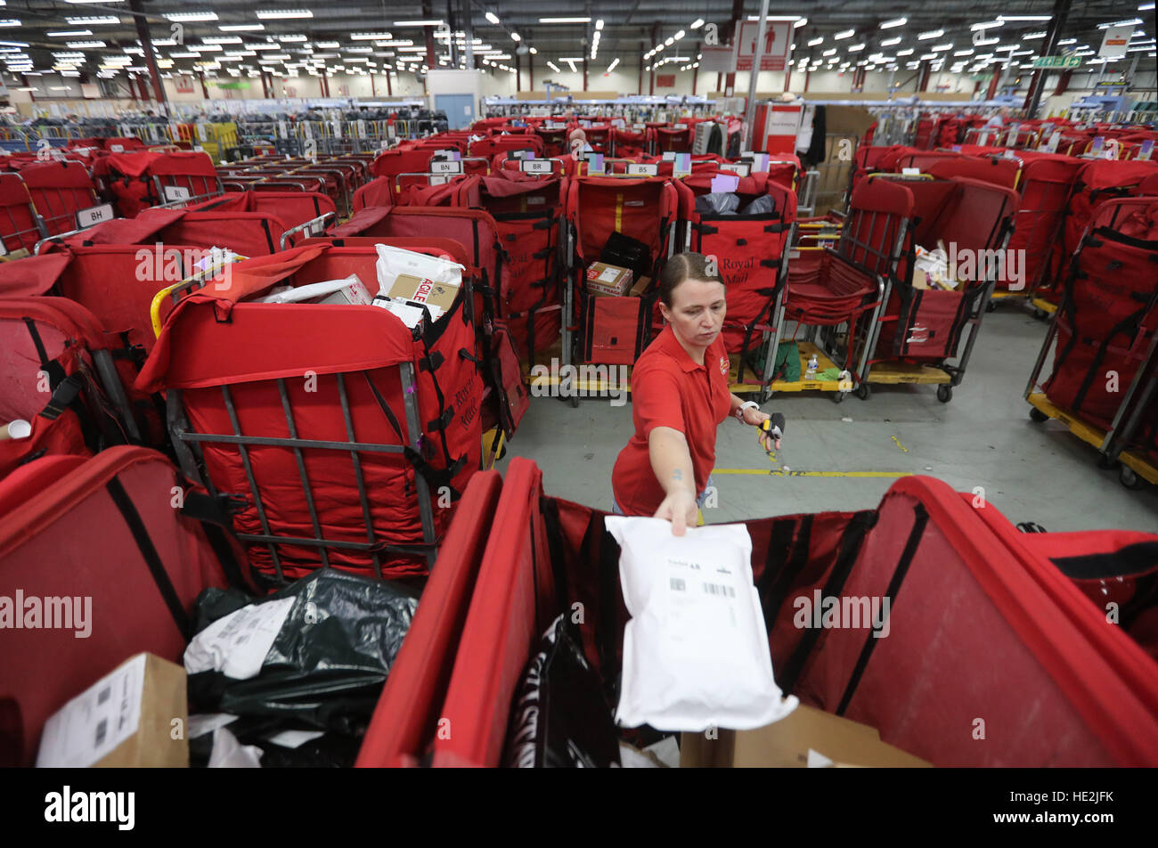 Royal Mail worker Lora McMillan sorts mail at the Royal Mail's Sorting ...