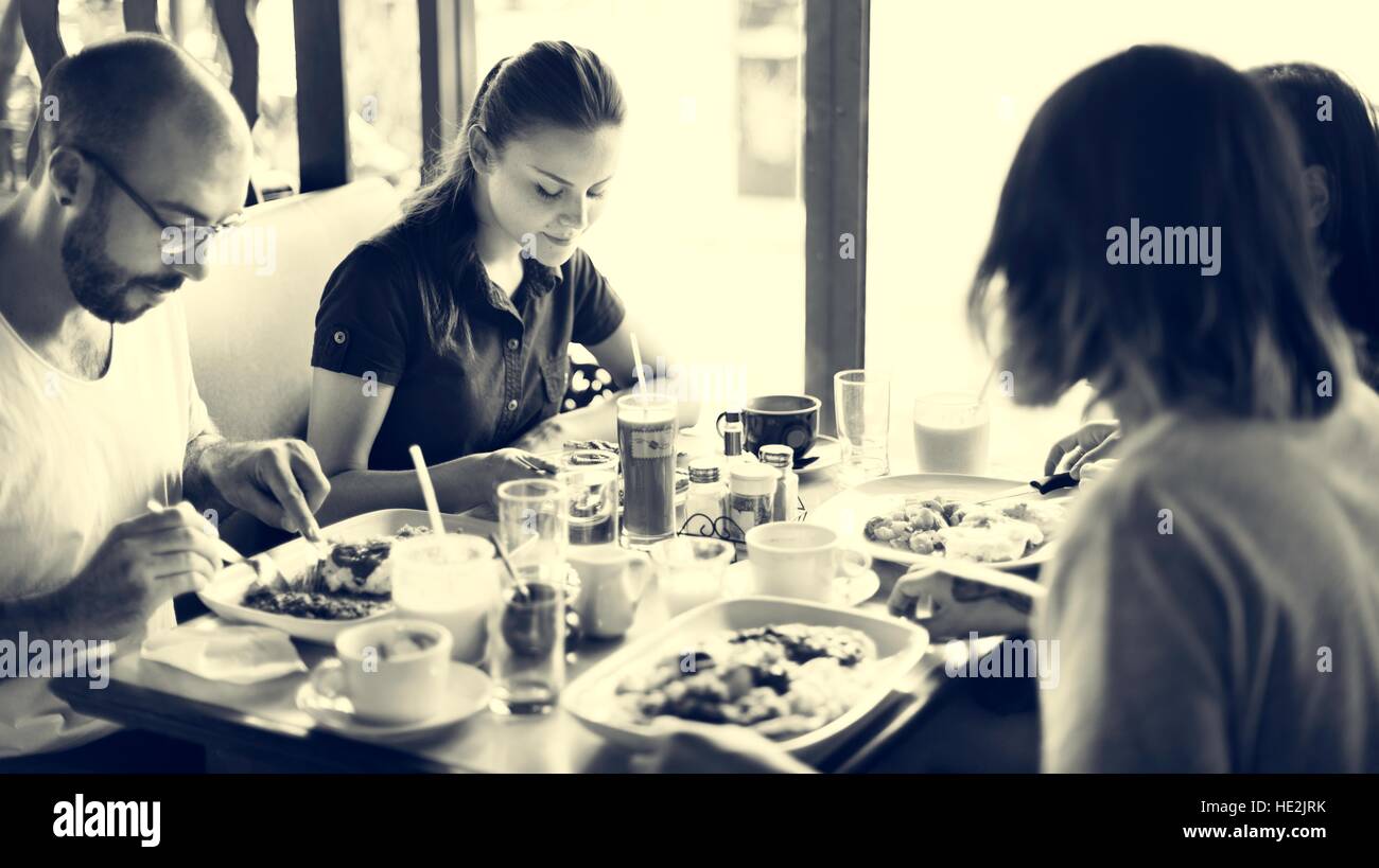 Group Of People Eating Lunch Concept Stock Photo - Alamy