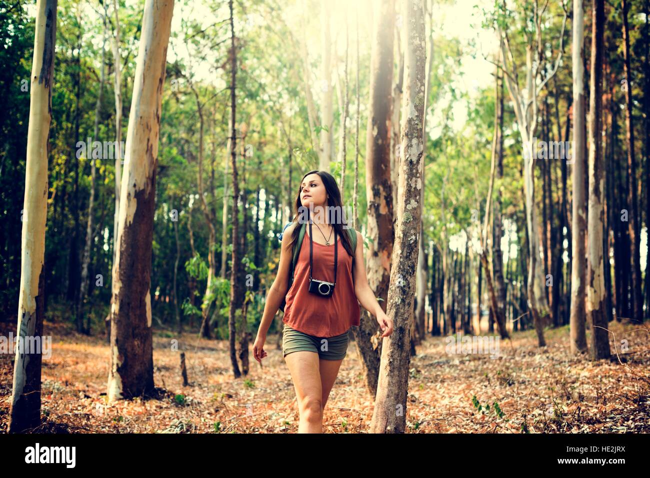 Woman Traveling Destination Trekking Adventure Concept Stock Photo - Alamy