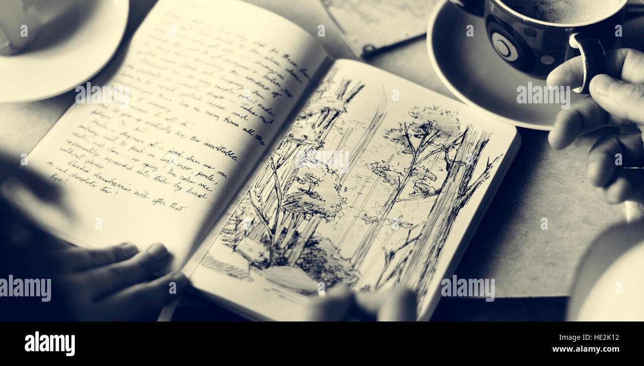Coffee Table Drawing Nature Concept Stock Photo - Alamy