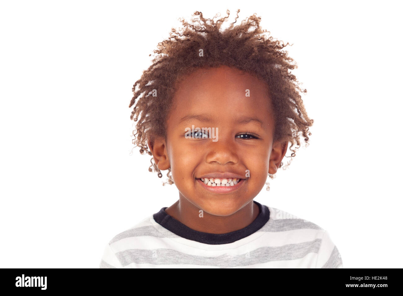 African child making funny faces isolated on white background Stock ...
