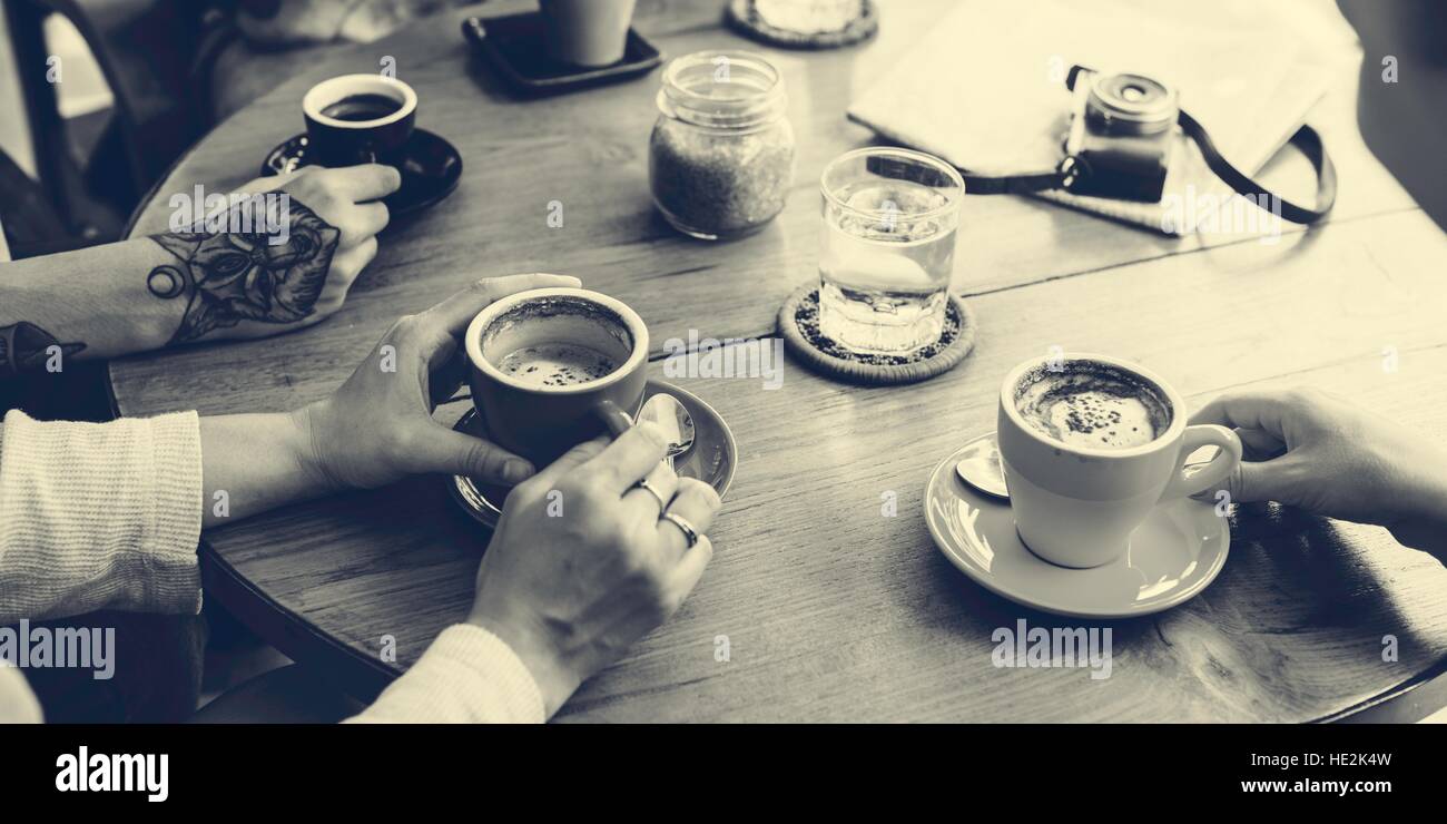 Group Of People Drinking Coffee Concept Stock Photo - Alamy