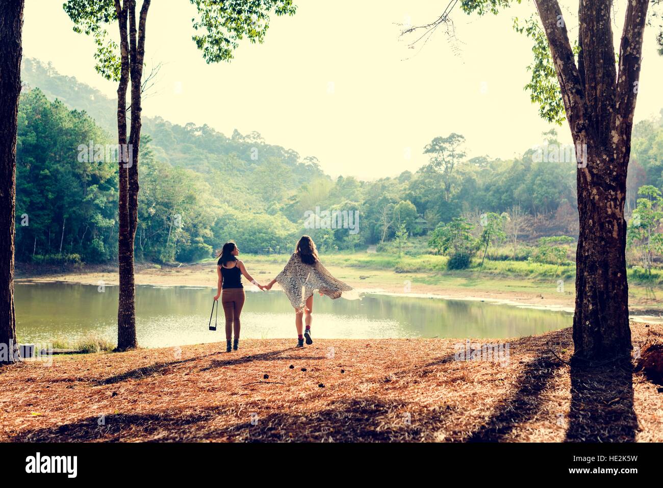 Girls Friends Exploring Outdoors Nature Concept Stock Photo - Alamy Girls Friends Exploring Outdoors Nature Concept Stock Photo - Alamy