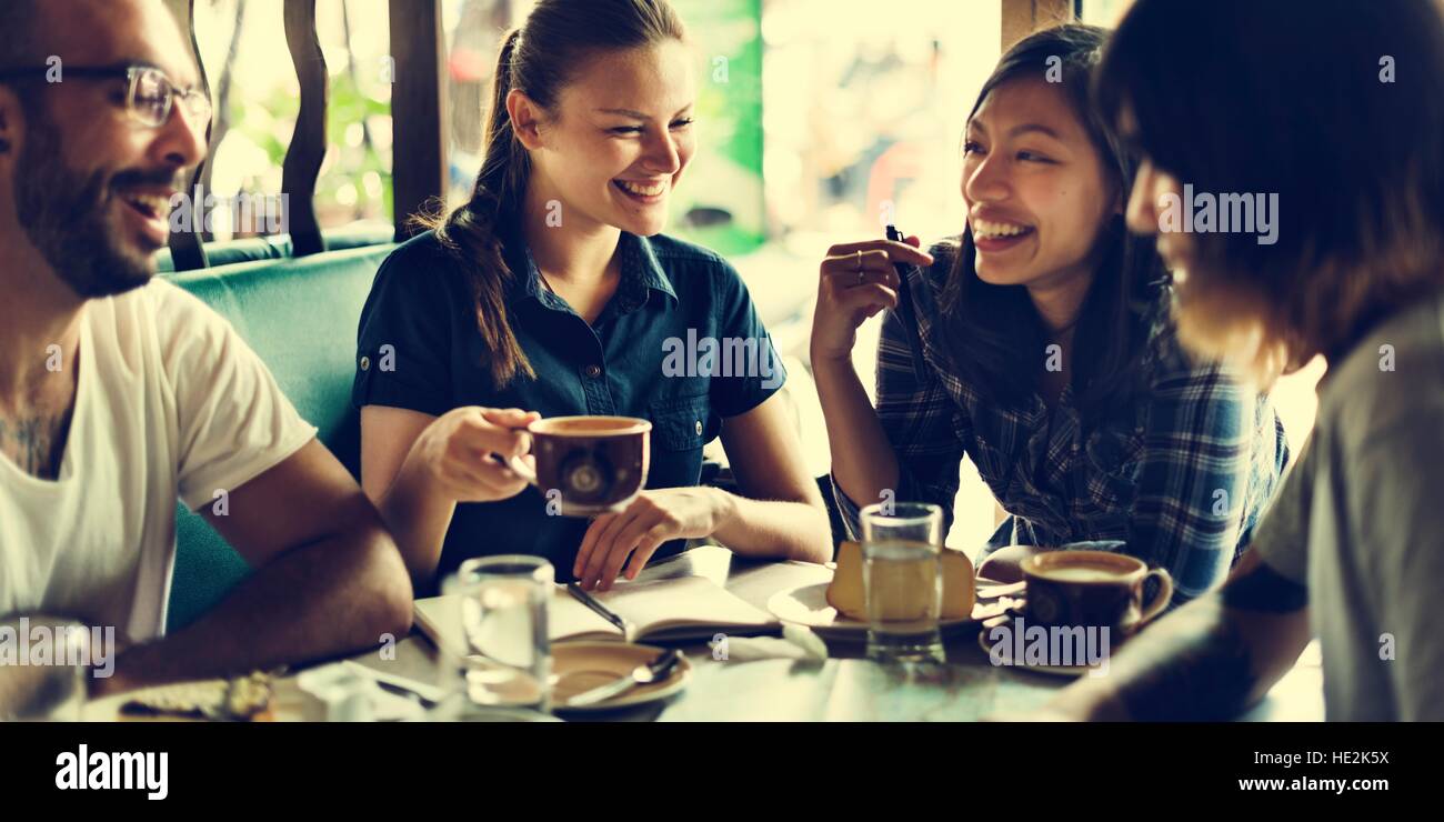 Group Of People Drinking Coffee Concept Stock Photo - Alamy