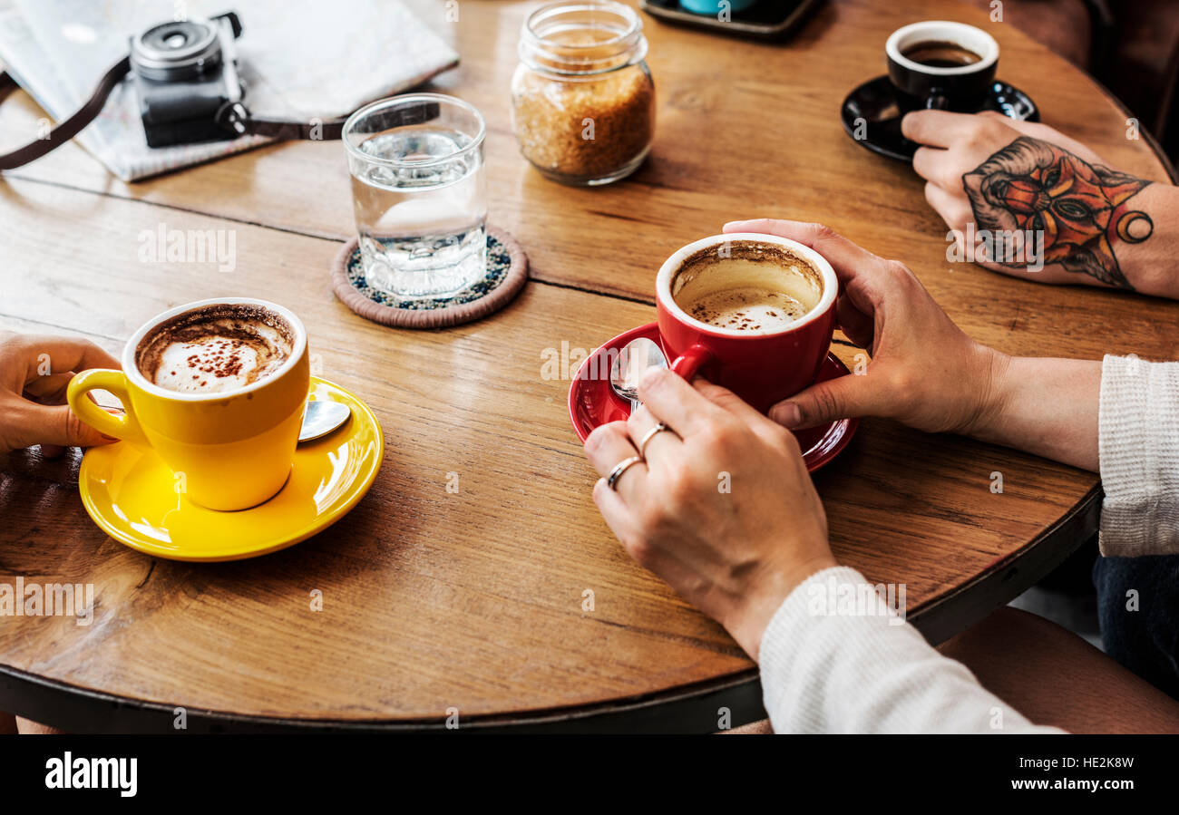 Group Of People Drinking Coffee Concept Stock Photo - Alamy