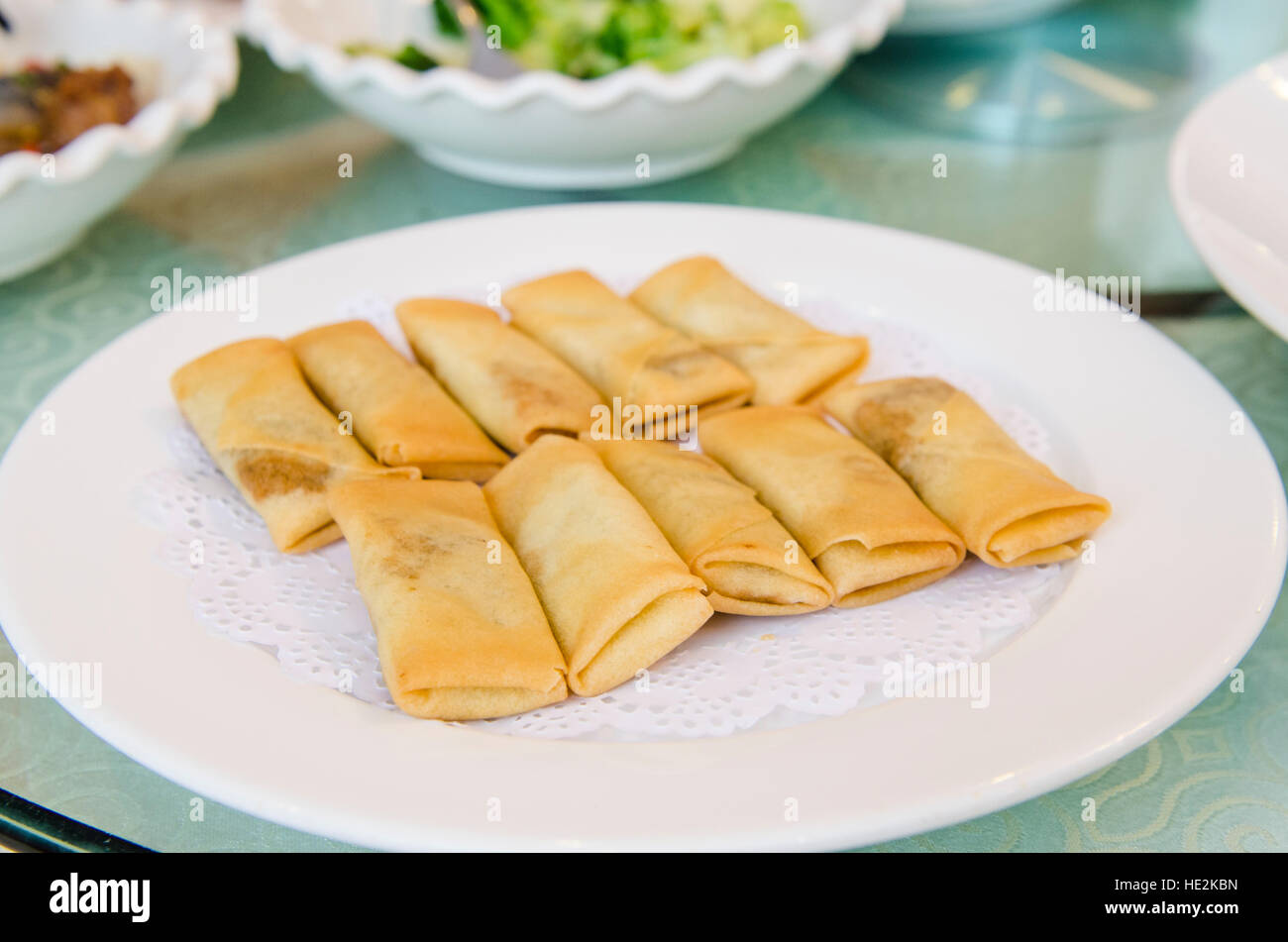 Plate dish of spring rolls Chinese cuisine Beijing, China Stock Photo ...