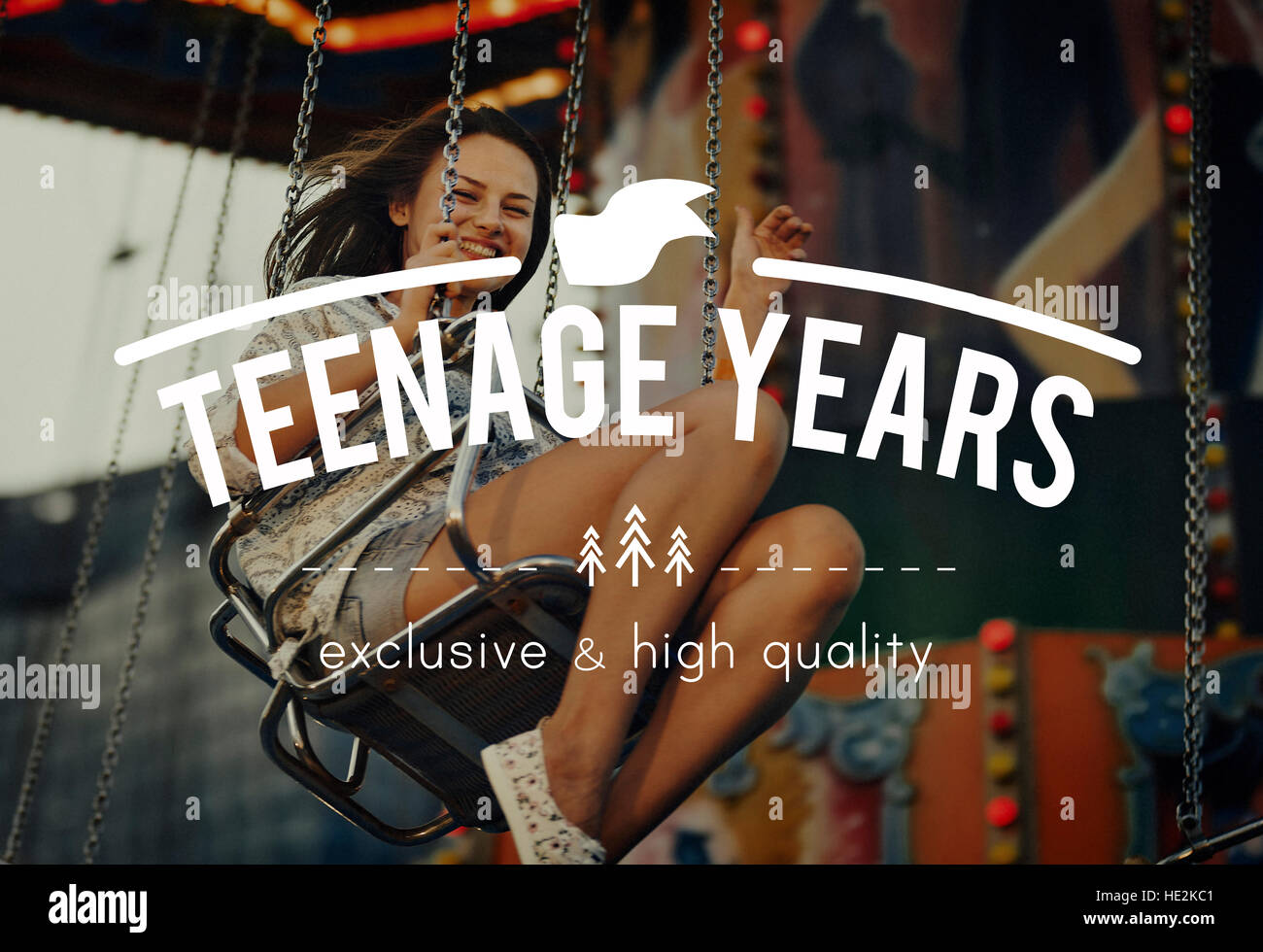 Woman Carnival Ride Riding Happiness Fun Concept Stock Photo - Alamy