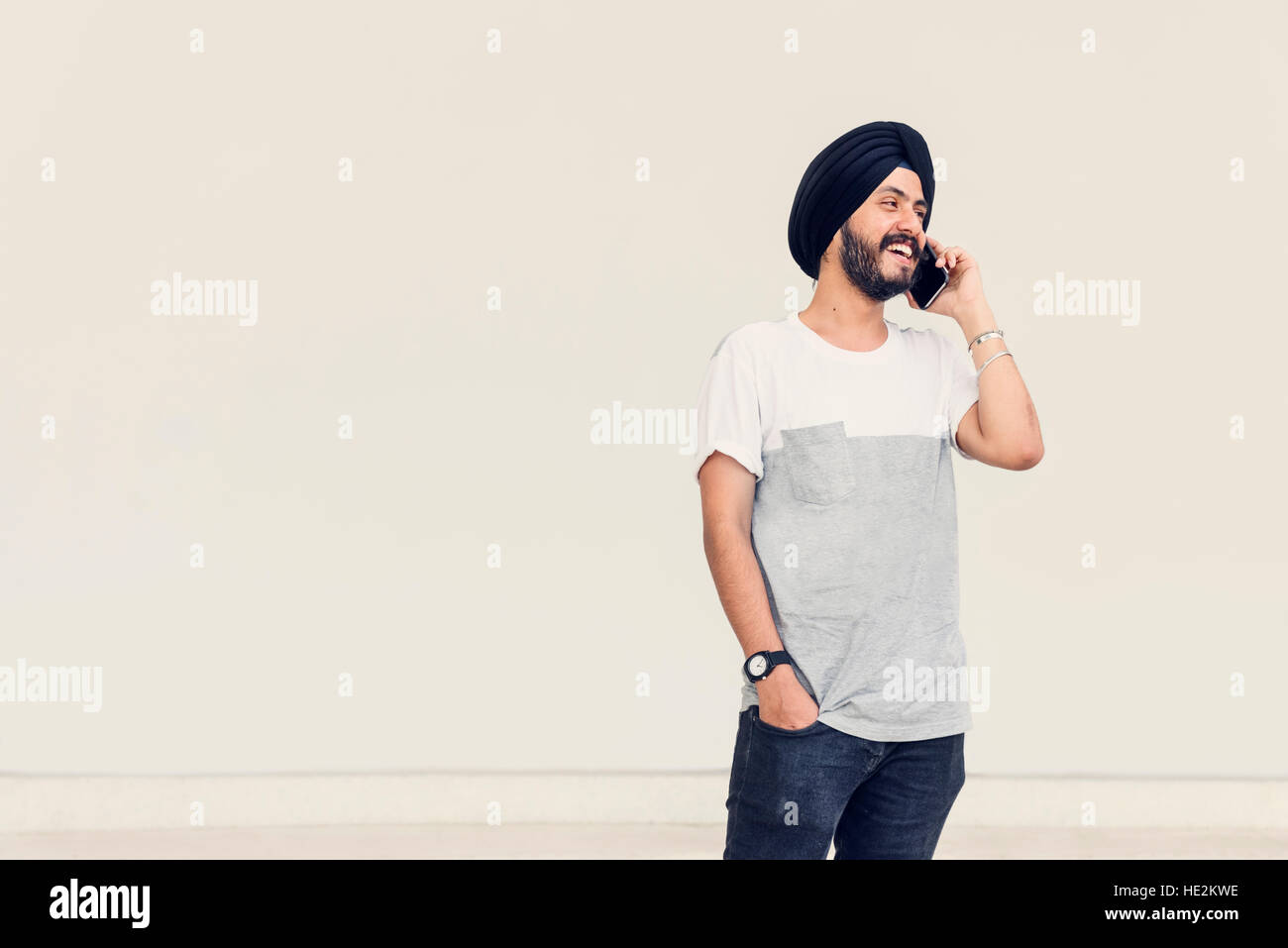 Man Indian Telecommunication Phone Connection Concept Stock Photo - Alamy