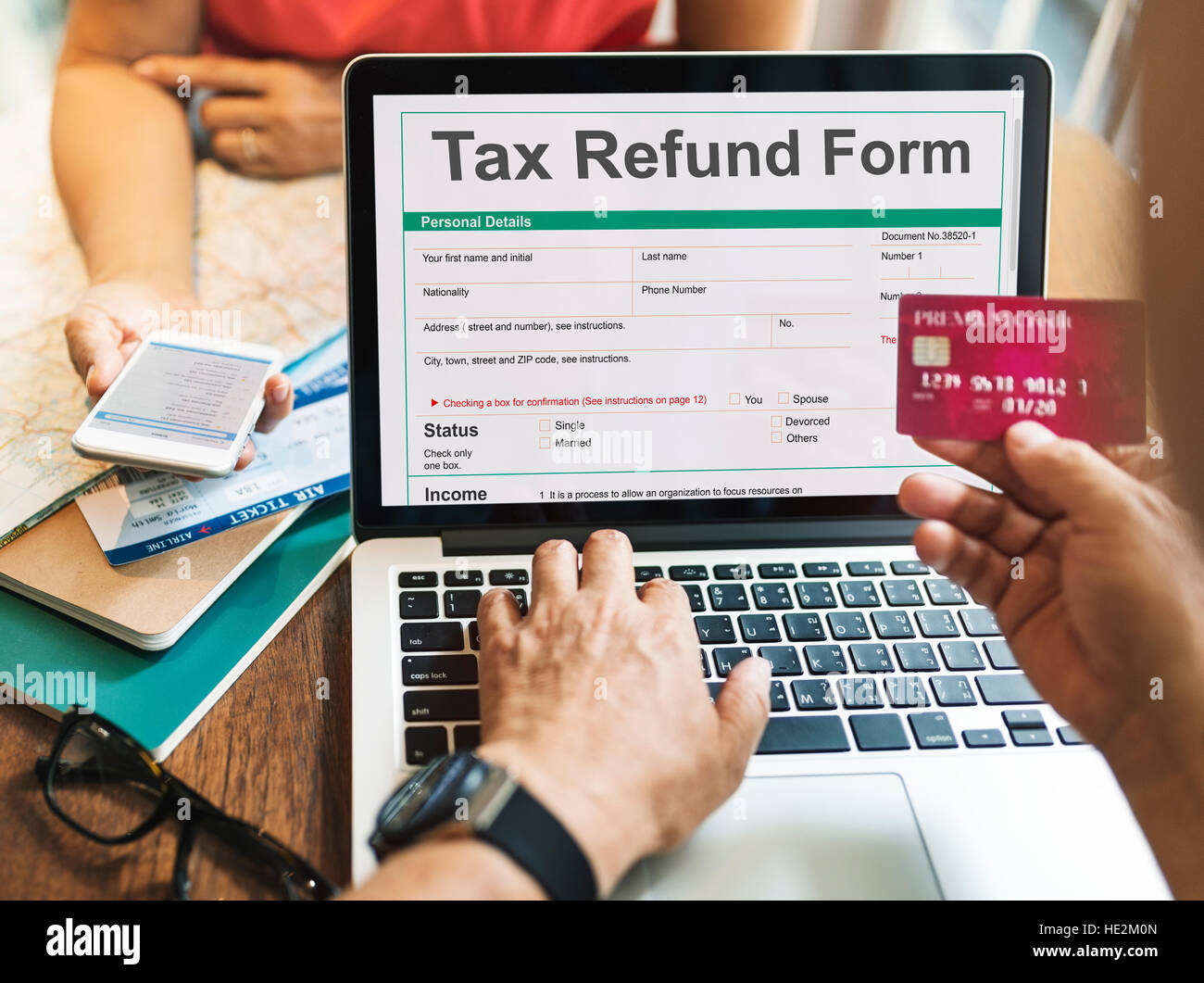 Income Tax Return Deduction Refund Concept Stock Photo - Alamy