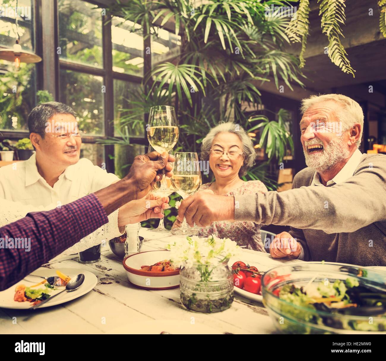 Group of Senior Retirement Meet up Happiness Concept Stock Photo - Alamy
