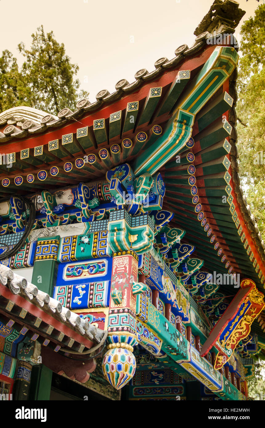 The Long Corridor Galley roof detail at the Summer Palace Beijing ...