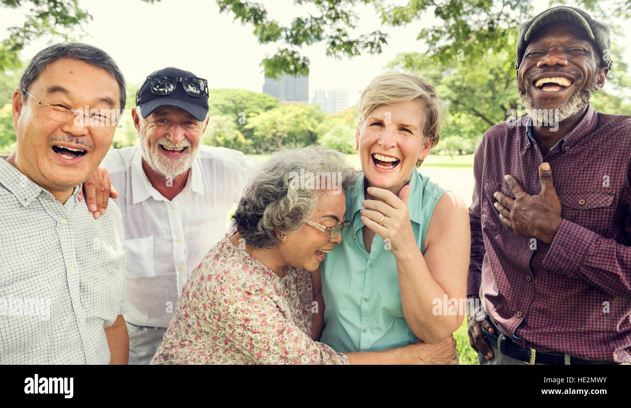 Group of Senior Retirement Friends Happiness Concept Stock Photo - Alamy