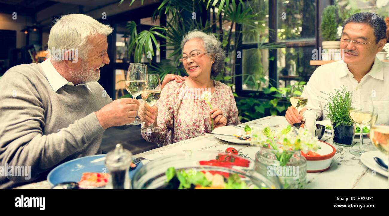 Group of Senior Retirement Meet up Happiness Concept Stock Photo - Alamy