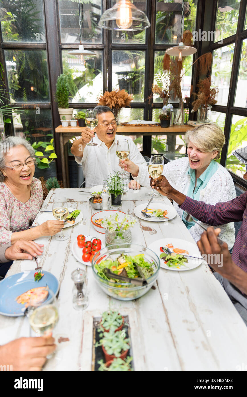 Group of Senior Retirement Meet up Happiness Concept Stock Photo - Alamy