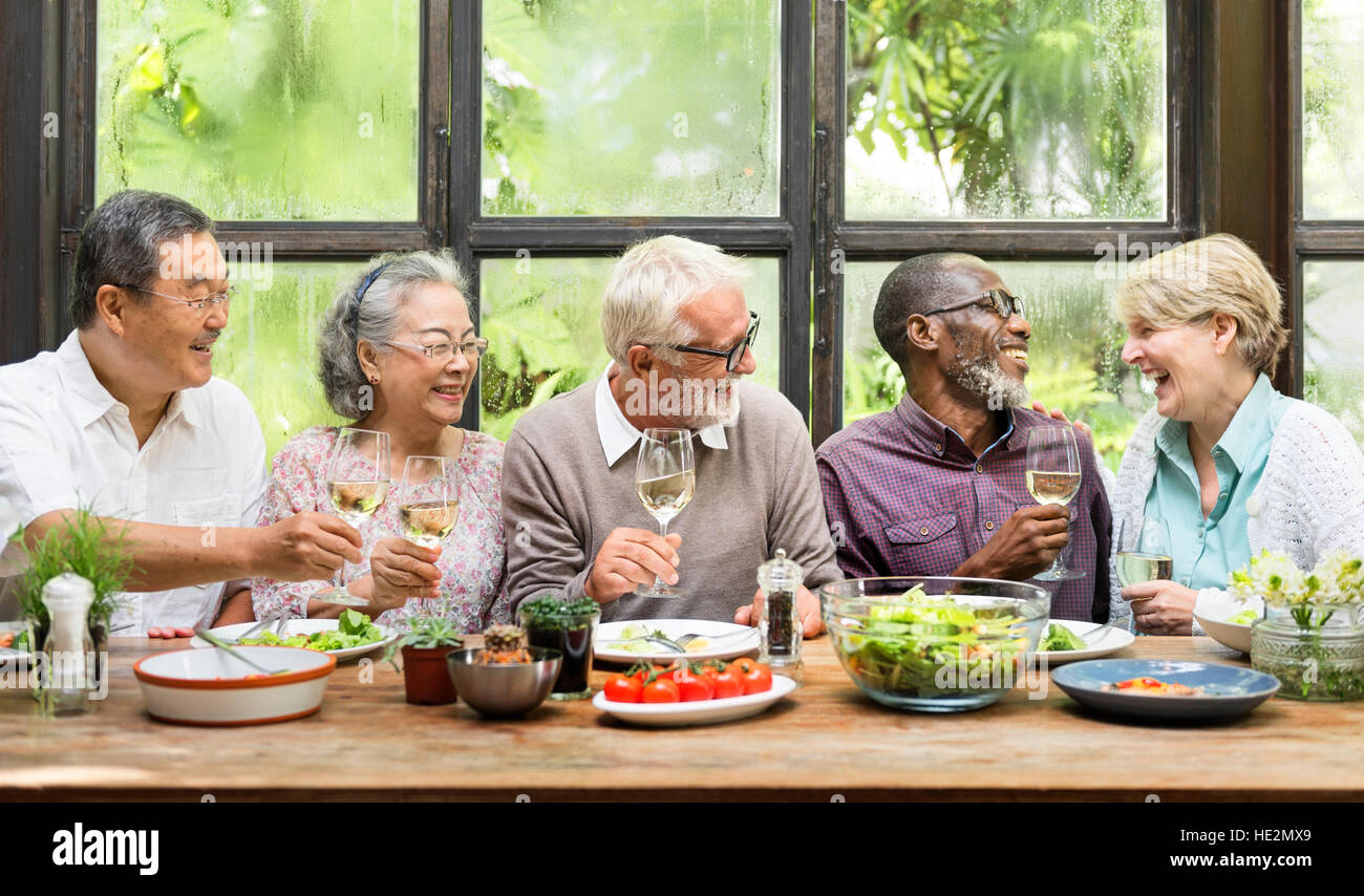 Group of Senior Retirement Meet up Happiness Concept Stock Photo - Alamy