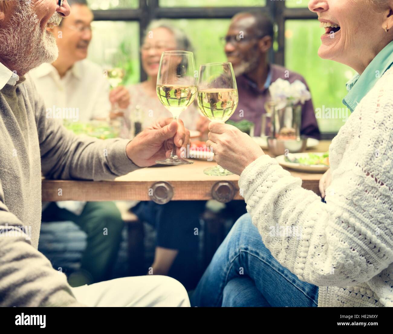 Group of Senior Retirement Meet up Happiness Concept Stock Photo - Alamy