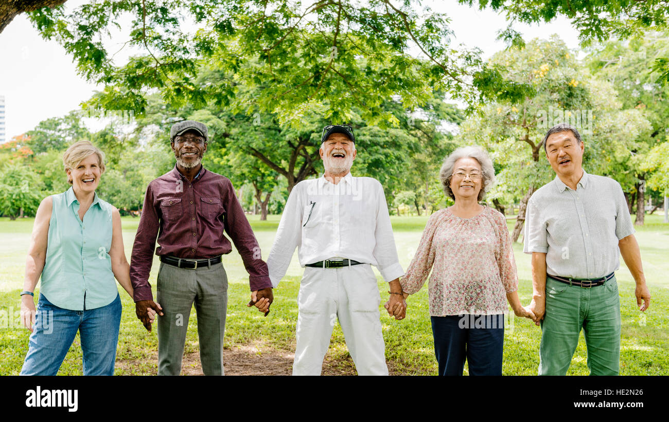 Group of Senior Retirement Friends Happiness Concept Stock Photo - Alamy