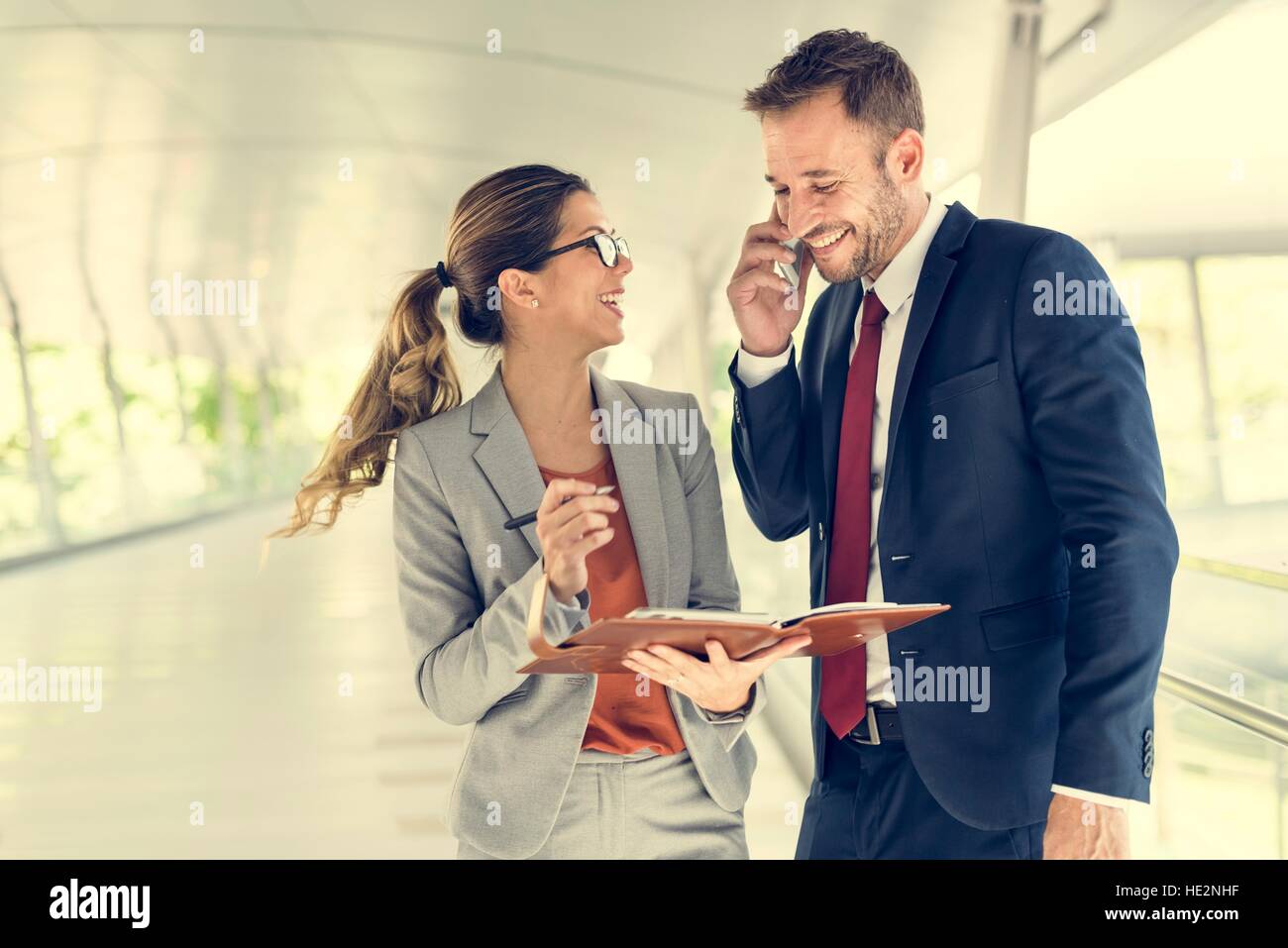 Business People Discussion Mobile Phone Telecommunication Concept Stock ...