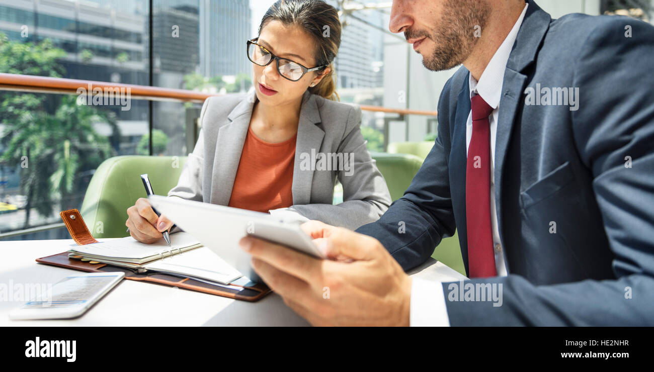 Business People Discussion Digital Tablet Technology Togetherness ...