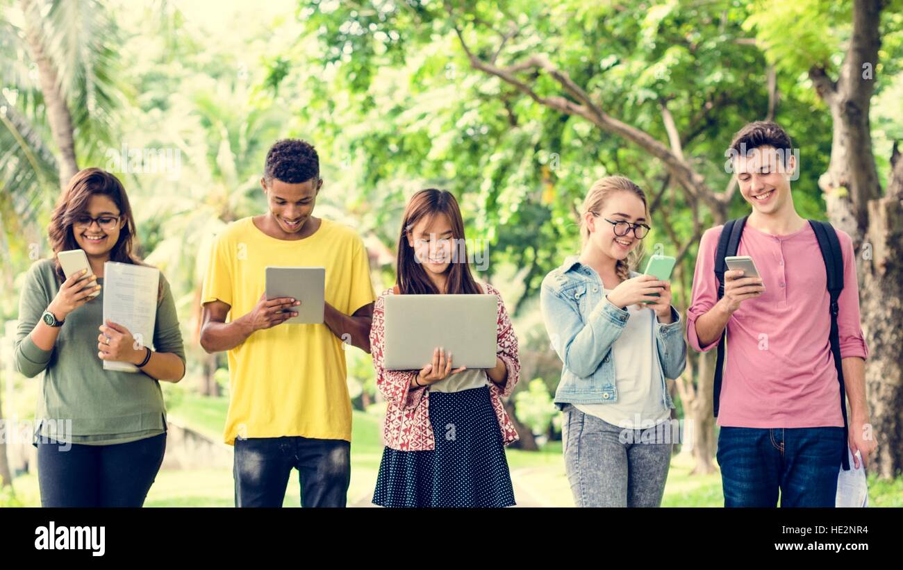Diverse People Walking Technology Campus Concept Stock Photo - Alamy