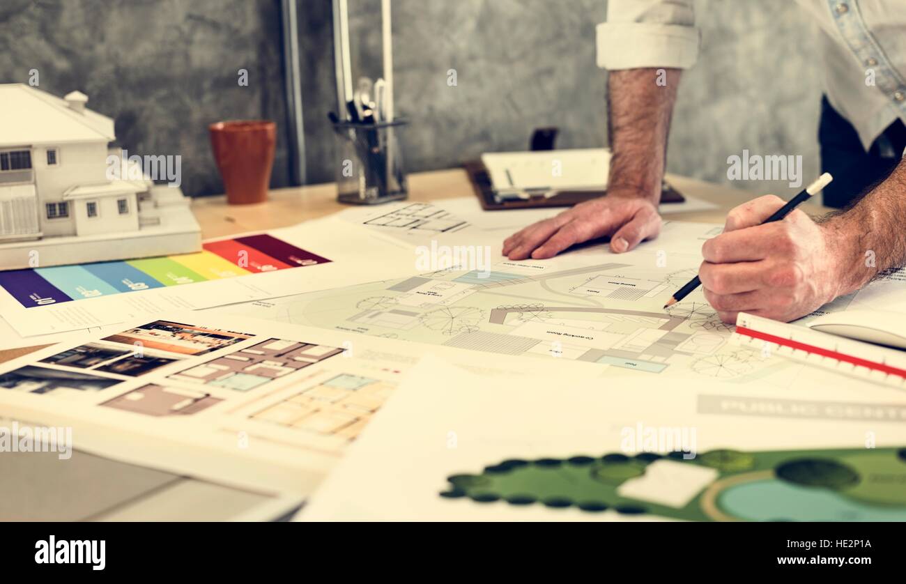 Design Studio Architect Creative Occupation Blueprint Concept Stock ...