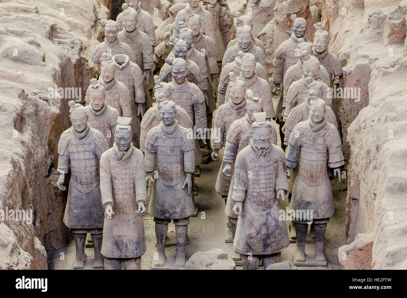 Excavated clay pottery warriors sculptures statues Terra Cotta Warriors ...