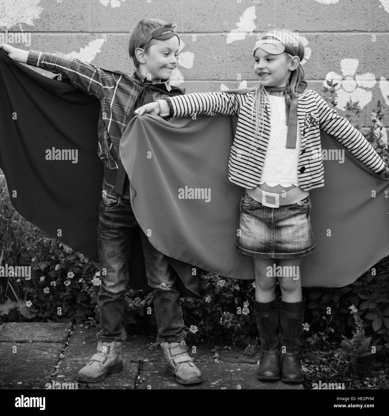 Superheroes Kids Friends Brave Adorable Concept Stock Photo - Alamy