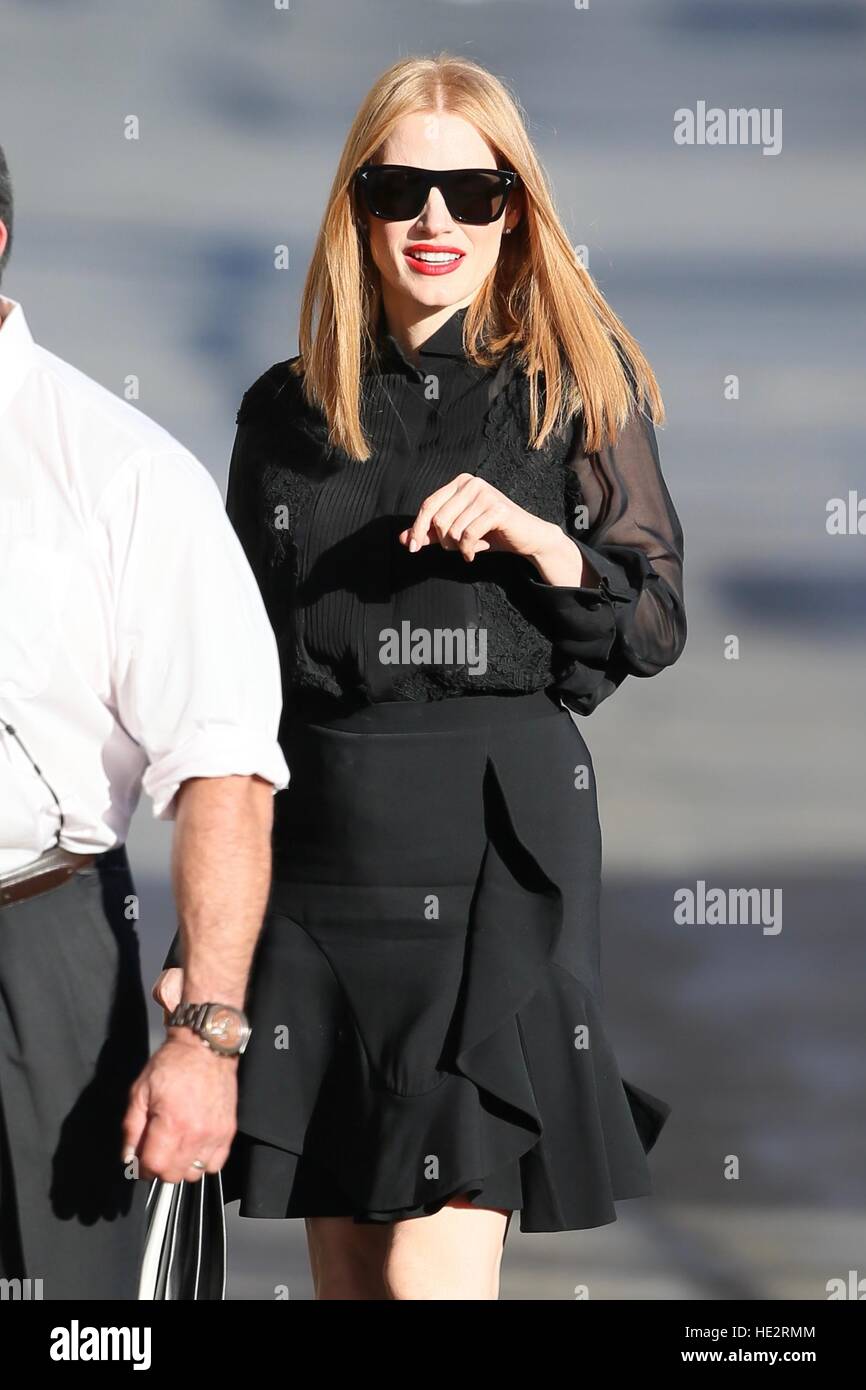 Jessica Chastain seen arriving at the ABC studios for Jimmy Kimmel Live ...