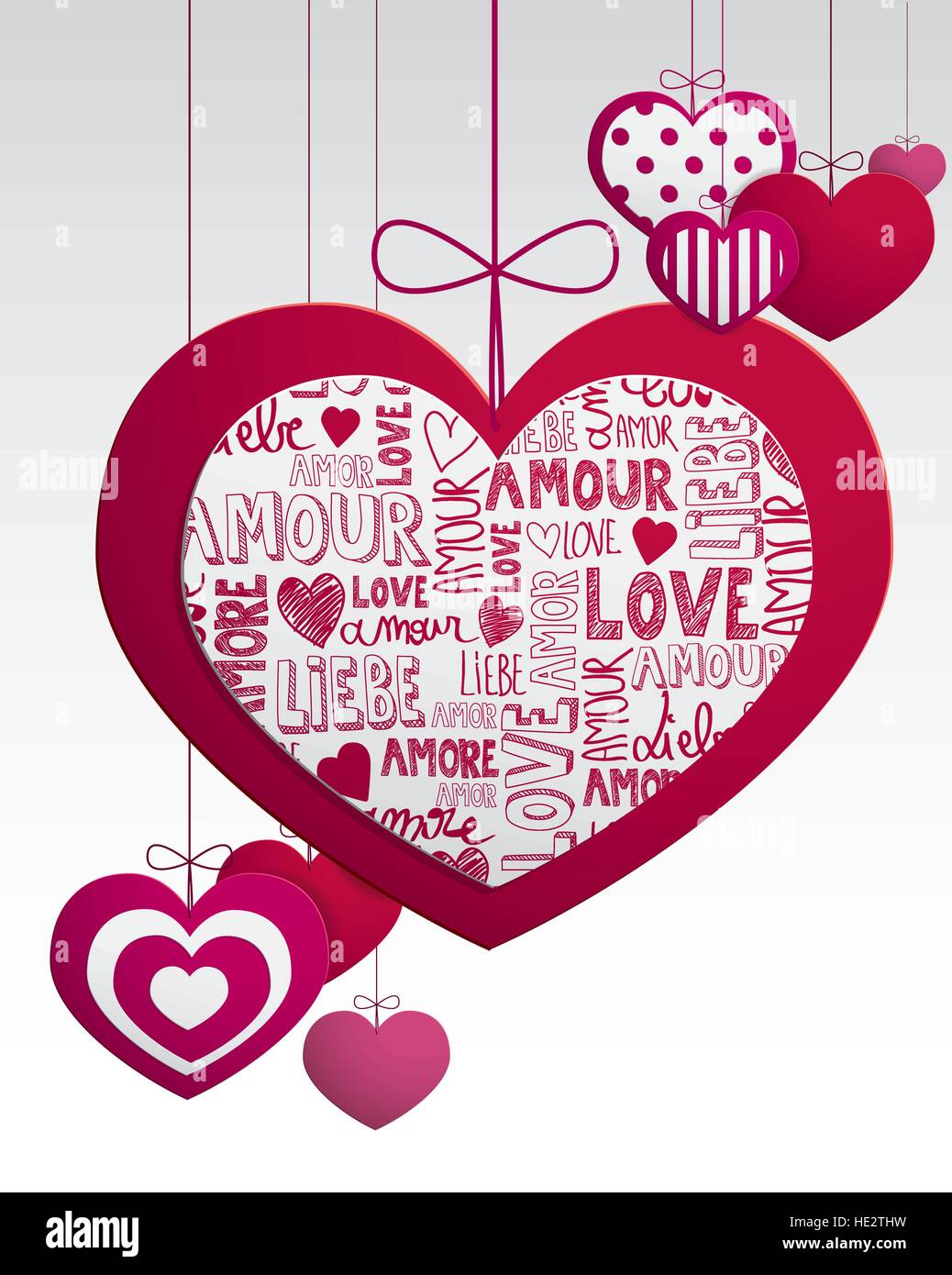 Paper red hearts garland Stock Vector Images - Alamy