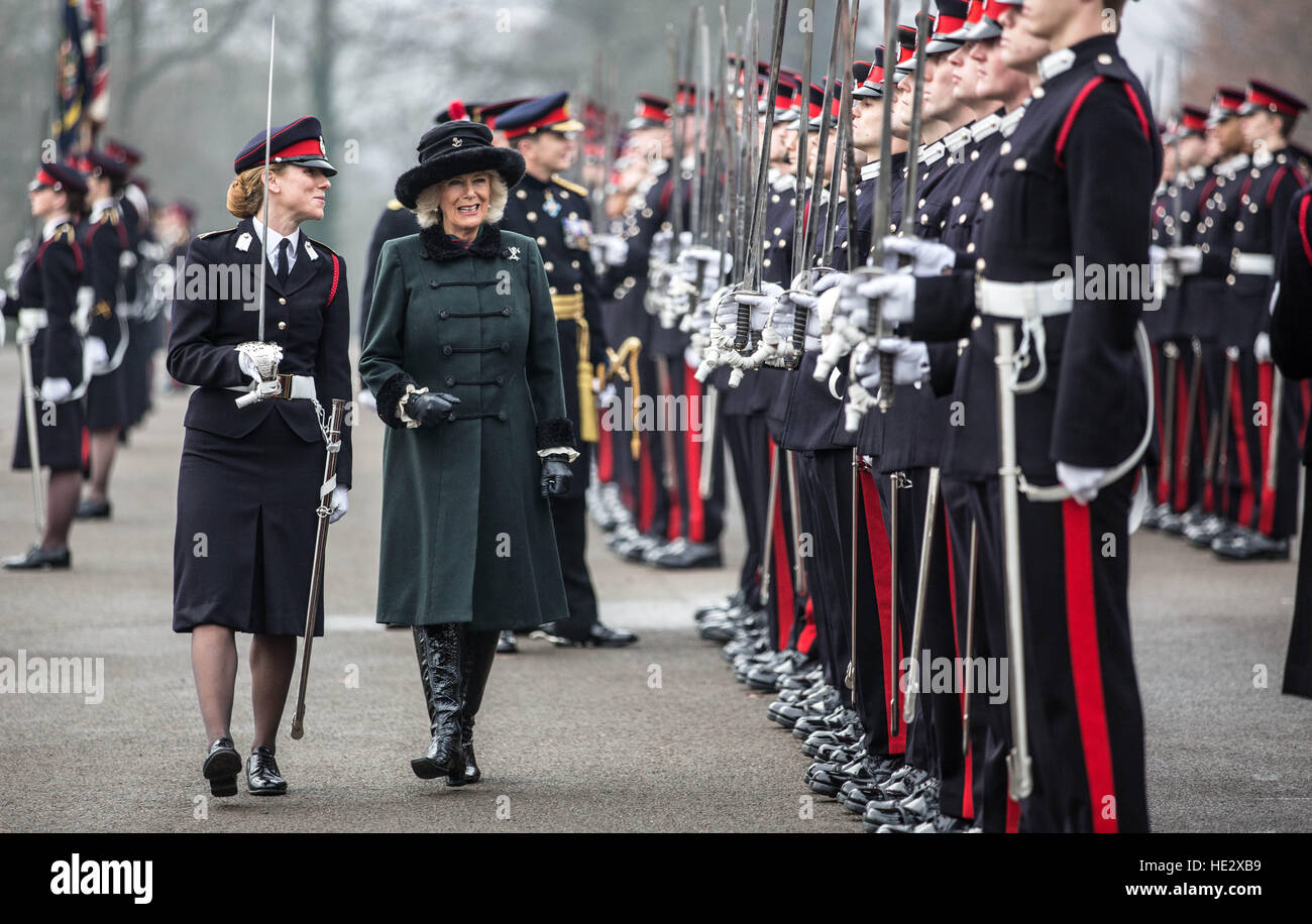 The Duchess of Cornwall inspects Officer Cadets with sword of honour ...