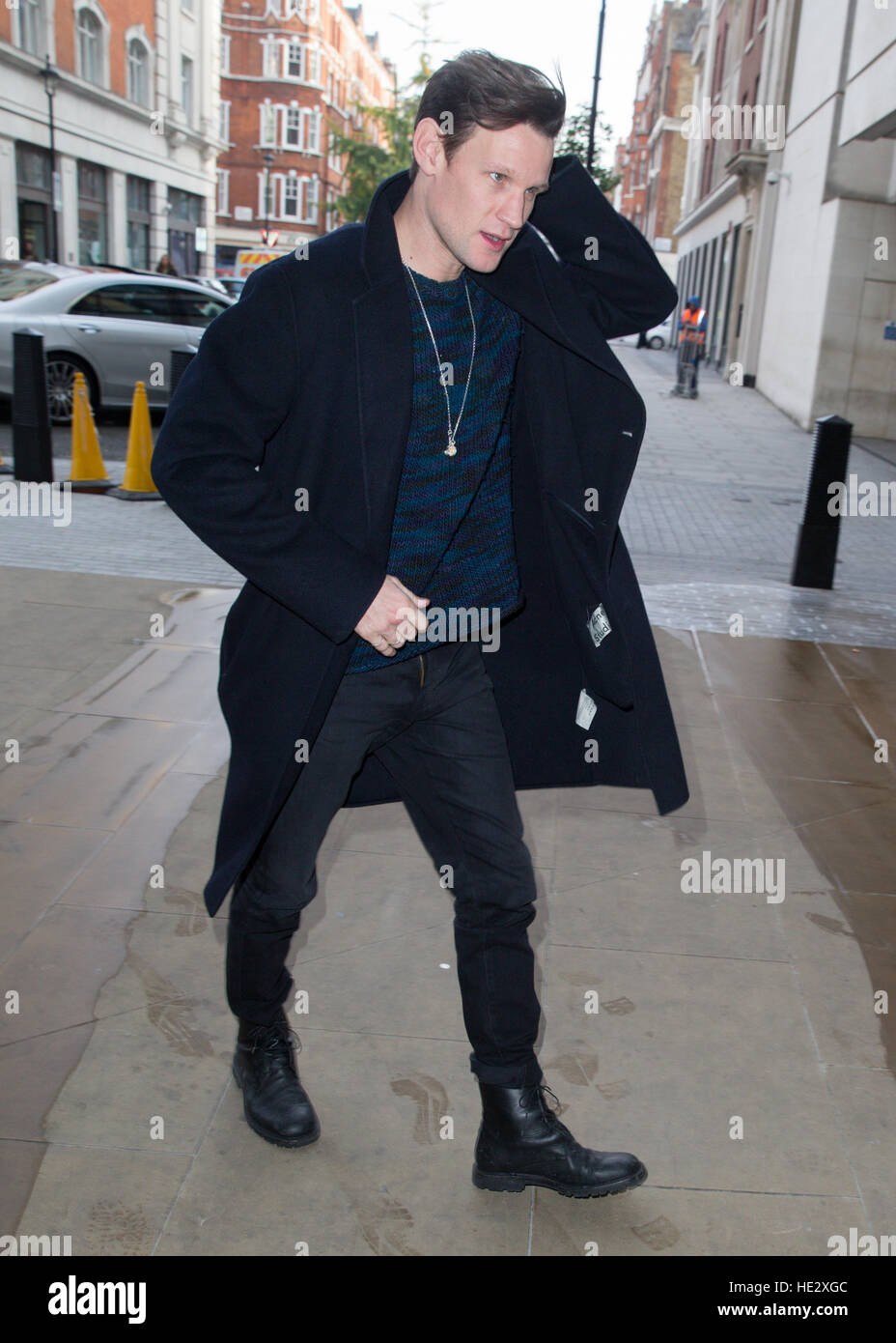 Matt Smith pictured arriving at the Radio 1 studios Featuring: Matt ...