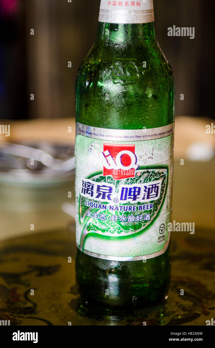 Bottle of beer Longsheng Longji Dragon Spine Rice Terraces paddies ...