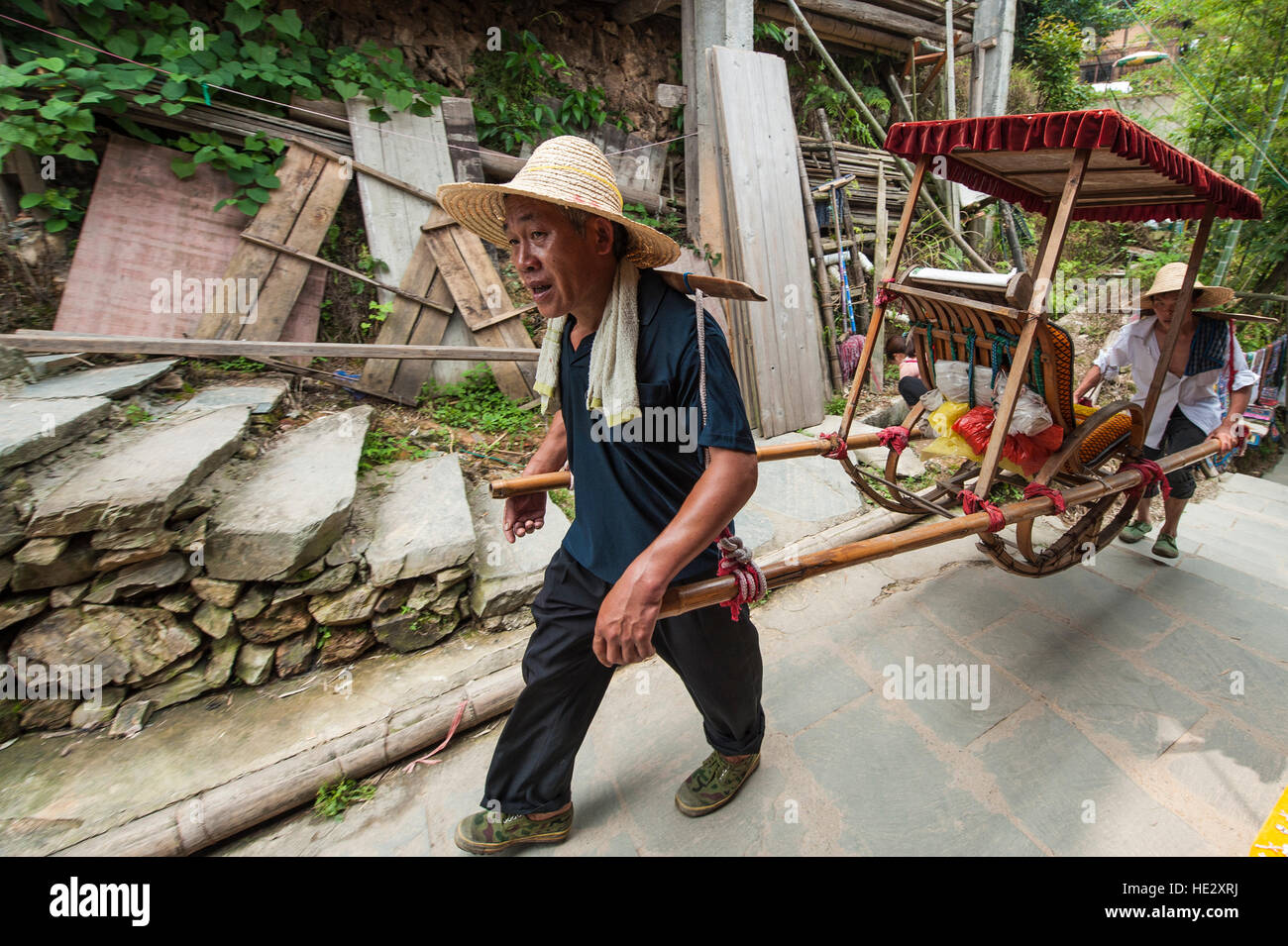 Sedan chair carriers litter Longsheng Longji Dragon Spine Rice Terraces ...